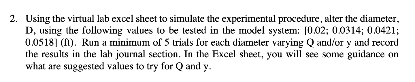 2. Using the virtual lab excel sheet to simulate the | Chegg.com