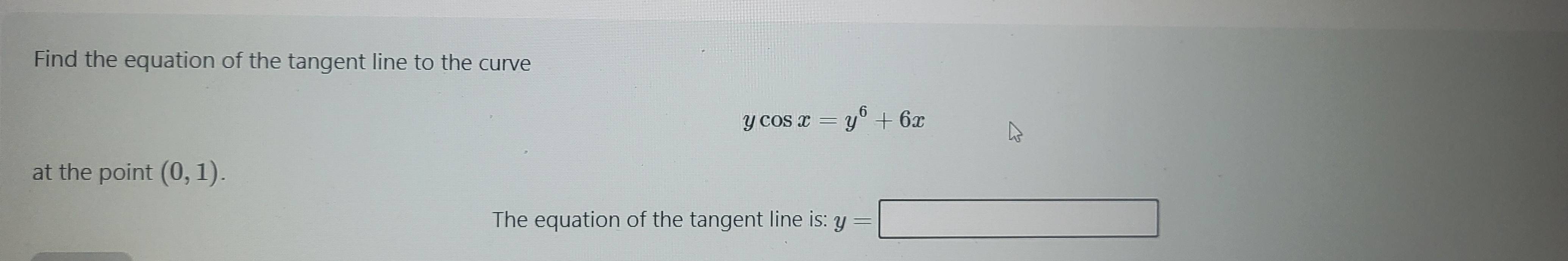 Solved Find the equation of the tangent line to the | Chegg.com