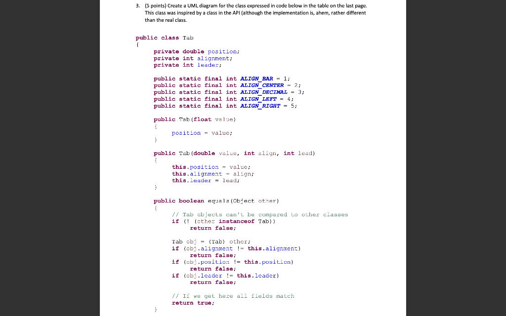 Solved 3. (5 points) Create a UML diagram for the class | Chegg.com