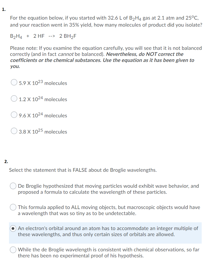 Solved 1. For the equation below, if you started with 32.6 L | Chegg.com