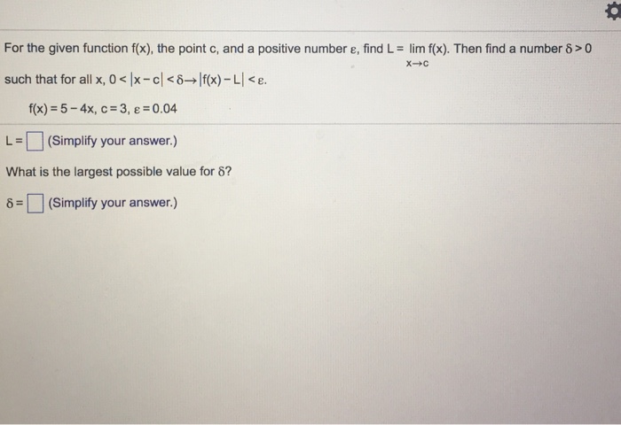 Solved For the given function f(x), the point c, and a | Chegg.com