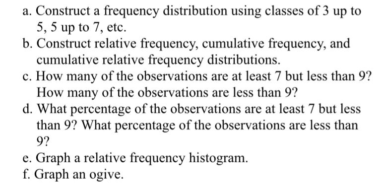 Solved a. Construct a frequency distribution using classes | Chegg.com