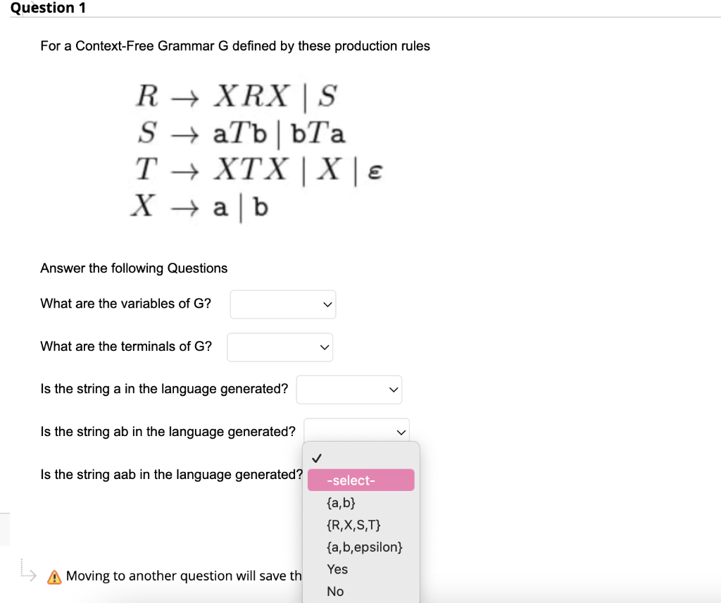 Solved For a Context-Free Grammar G defined by these | Chegg.com