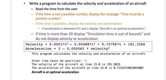 Solved Write a program to calculate the velocity and | Chegg.com