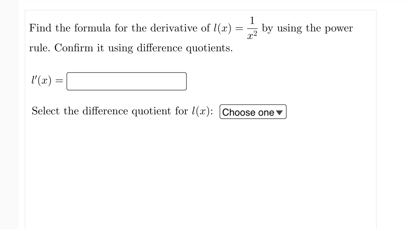 Solved Find the formula for the derivative of l(x)=x21 by | Chegg.com