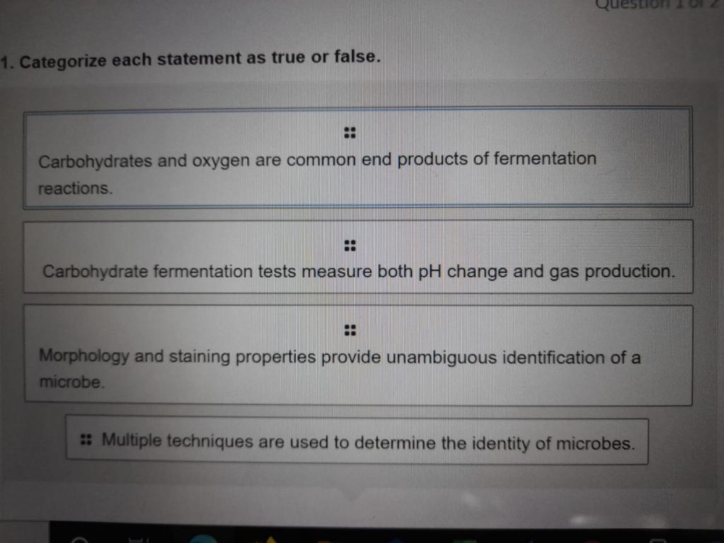 Solved 1. Categorize each statement as true or false. . | Chegg.com