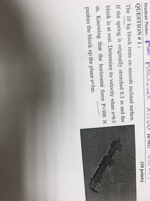 Solved QUESTION # 1 : The 10 kg block rests on smooth | Chegg.com