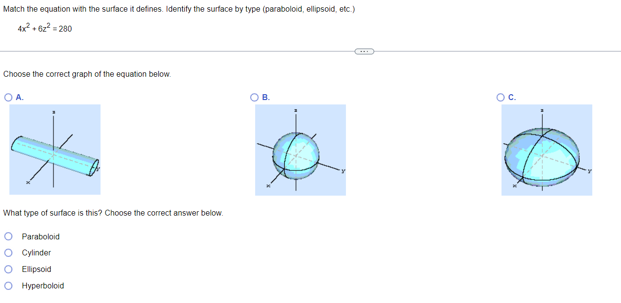 Solved Match the equation with the surface it defines. | Chegg.com