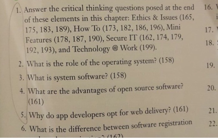 Solved 1 Answer the critical thinking questions posed at the | Chegg.com