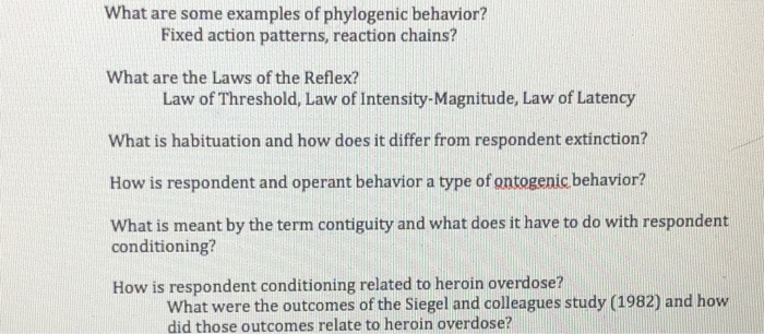 Solved What are some examples of phylogenic behavior? Fixed | Chegg.com