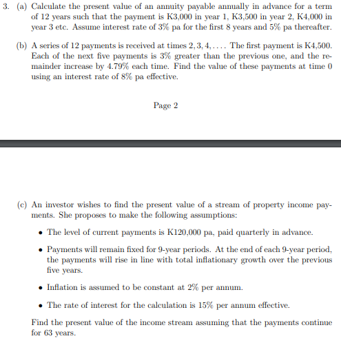 3. (a) Calculate the present value of an annuity | Chegg.com