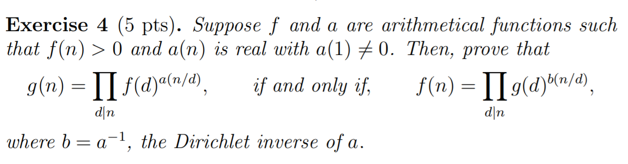 Solved Exercise 4 (5 pts). Suppose f and a are arithmetical | Chegg.com