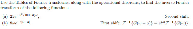 Solved Use the Tables of Fourier transforms, along with the | Chegg.com