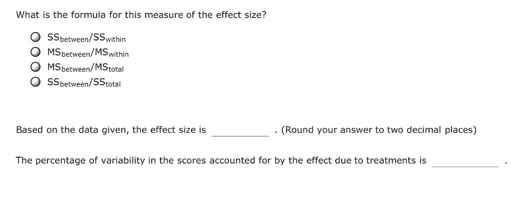 Solved Effect Size And Anova