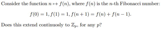 Solved Consider the function n↦f(n), where f(n) is the n-th | Chegg.com