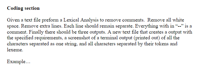 Solved Coding section Given a text file preform a Lexical | Chegg.com