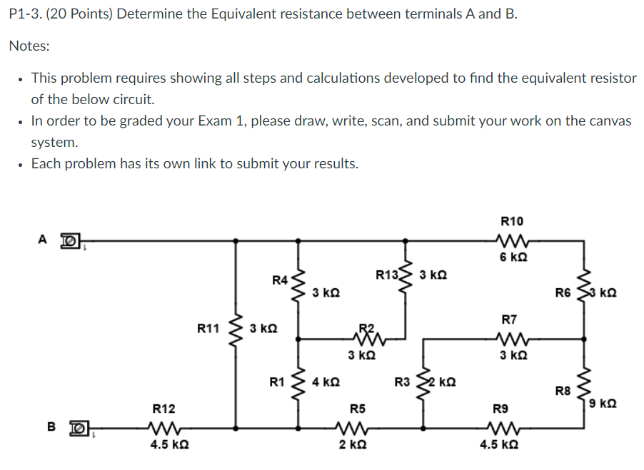 Solved P1-3. (20 Points) Determine the Equivalent resistance | Chegg.com
