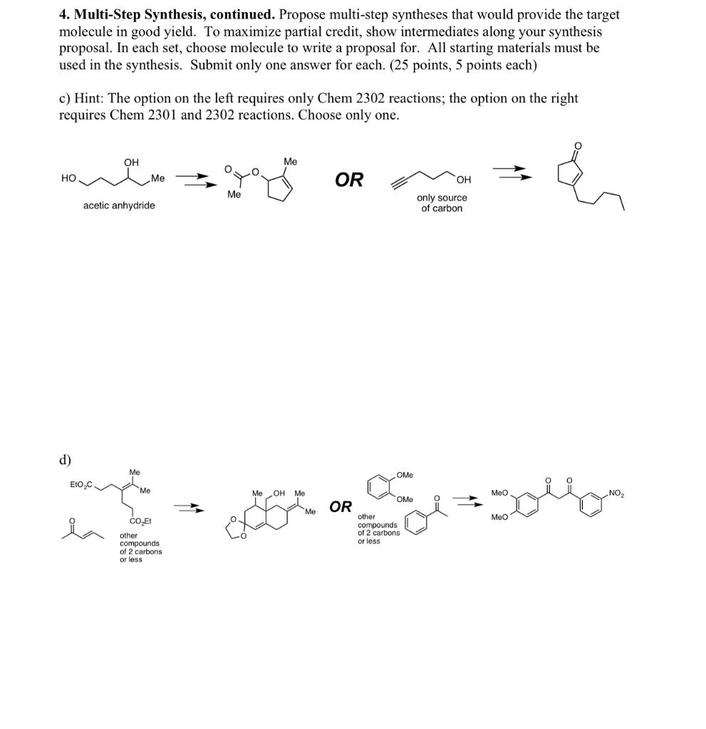 Solved Eto Et 4. Multi-Step Synthesis. Propose multi-step | Chegg.com