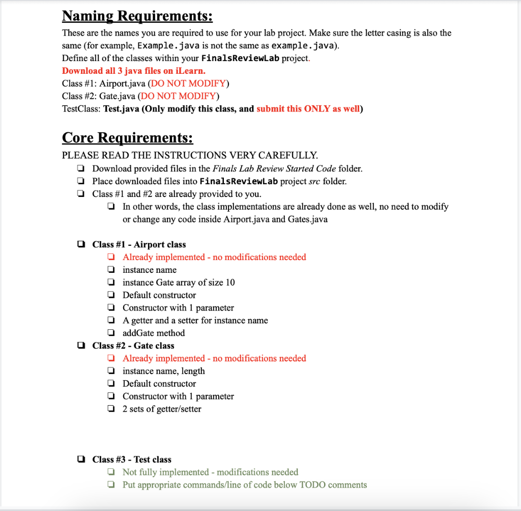 Solved Naming Requirements: These are the names you are | Chegg.com