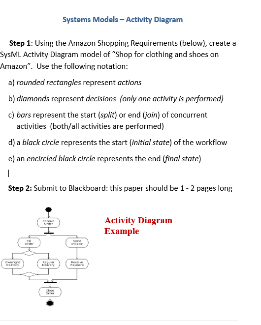 Solved Systems Models - Activity Diagram Step 1: Using the | Chegg.com