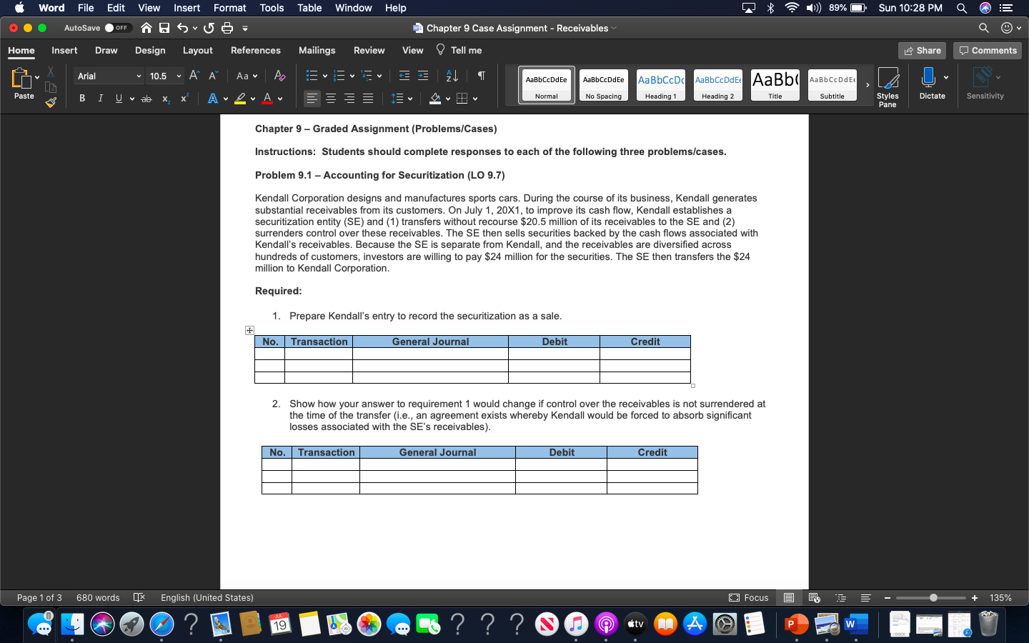 Solved Word File Edit View Insert Format Tools 89% Sun 10:28 | Chegg.com