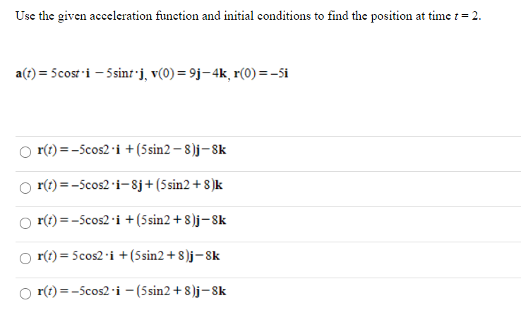 Solved Use the given acceleration function and initial | Chegg.com