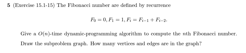 Solved 5 (Exercise 15.1-15) The Fibonacci number are defined | Chegg.com