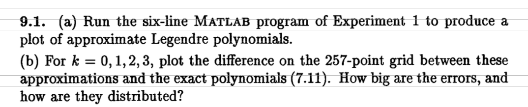 Solved Experiment 1: Discrete Legendre Polynomials In | Chegg.com