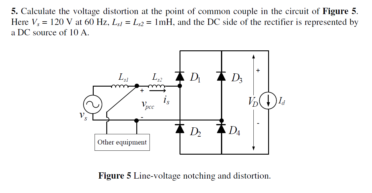Solved 5. Calculate the voltage distortion at the point of | Chegg.com