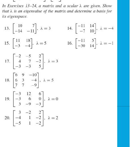 Solved In Exercises 13-24, a matrix and a scalar λ are | Chegg.com