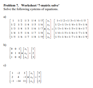 Solved Excel Functionality Review and Linear Systems of | Chegg.com