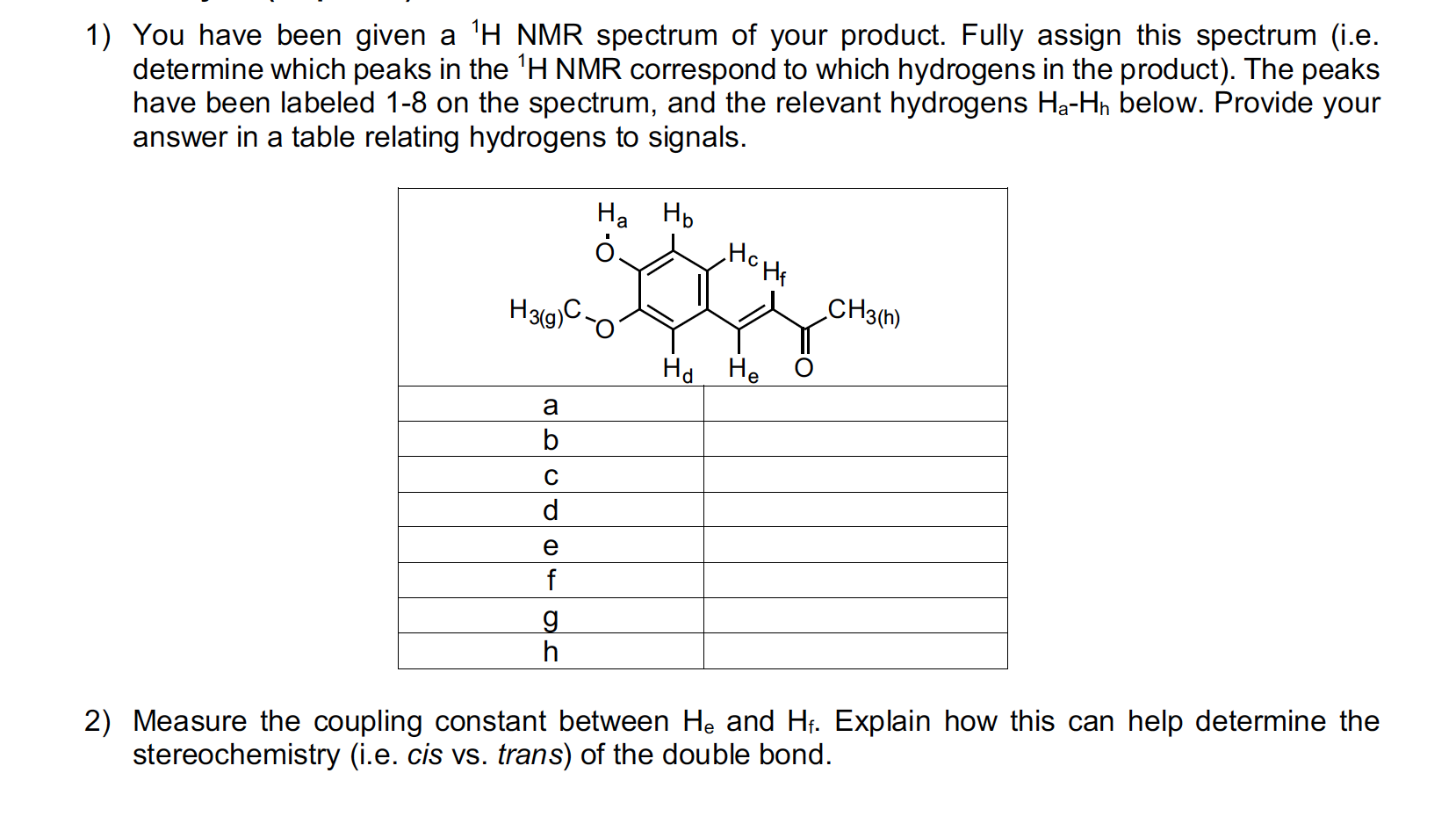 [Solved]: 1) You have been given a ( { }^{1} mathrm{H}