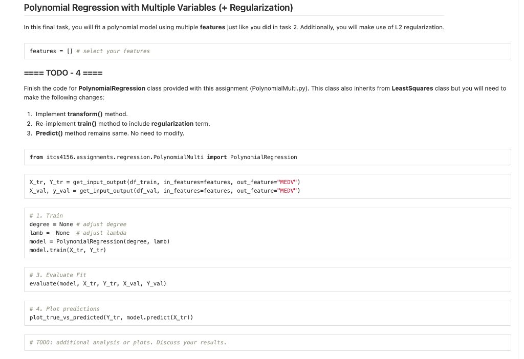 Polynomial Regression with Multiple Variables (+ | Chegg.com