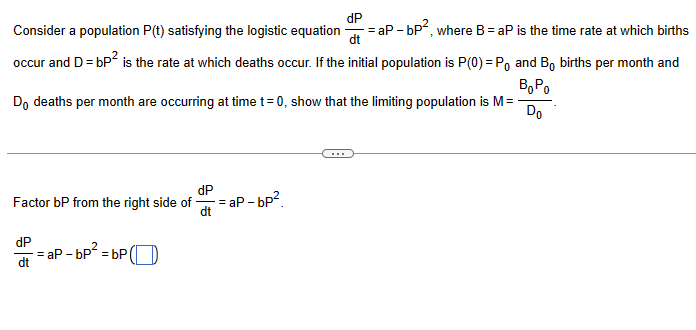 Solved Consider a population P(t) satisfying the logistic | Chegg.com