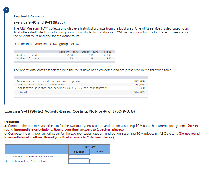Solved Required Information Exercise 9-40 and 9-41 (Static) | Chegg.com