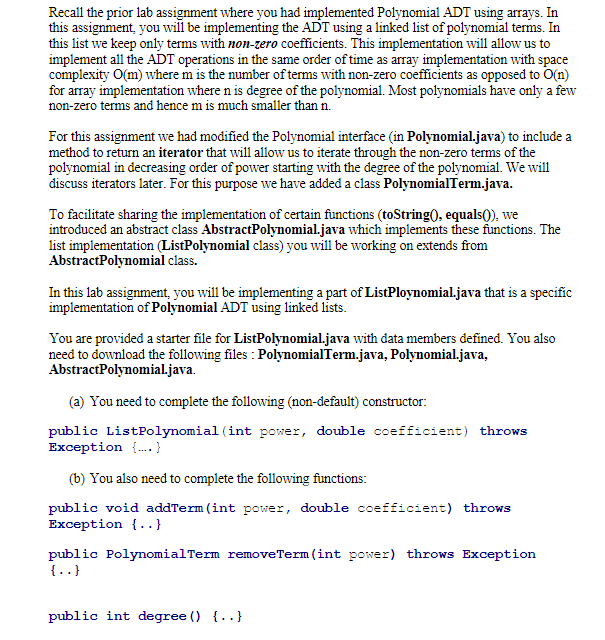 Solved PolynomialTerm.java: public class PolynomialTerm | Chegg.com