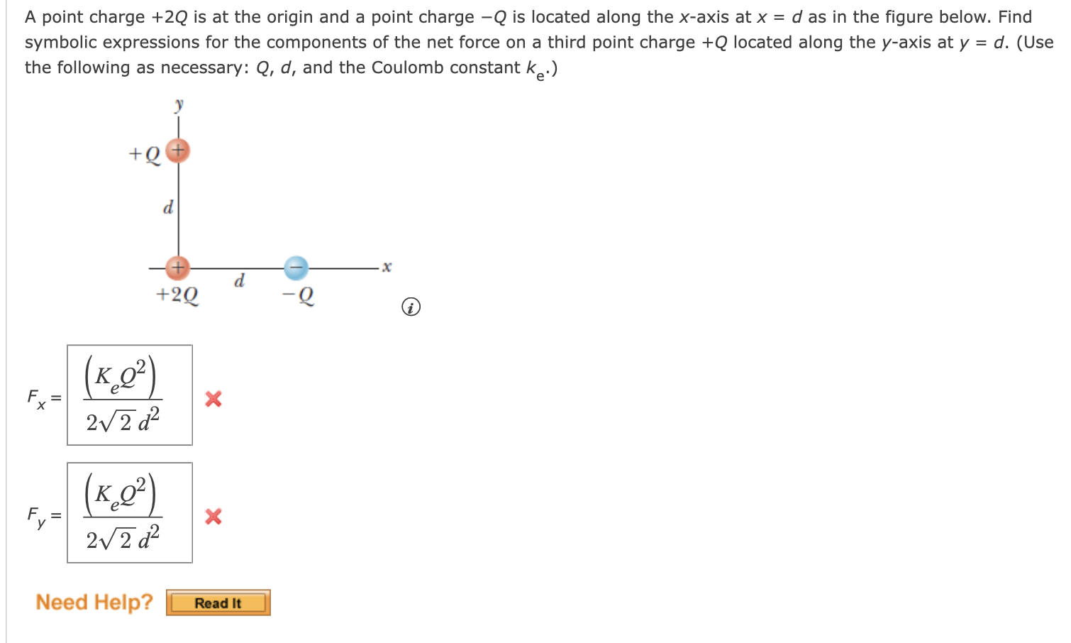 Solved A point charge +2Q is at the origin and a point | Chegg.com