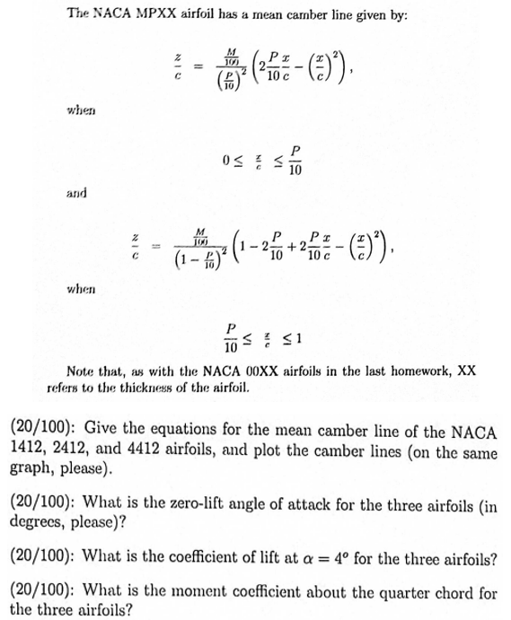 The NACA MPXX airfoil has a mean camber line given | Chegg.com