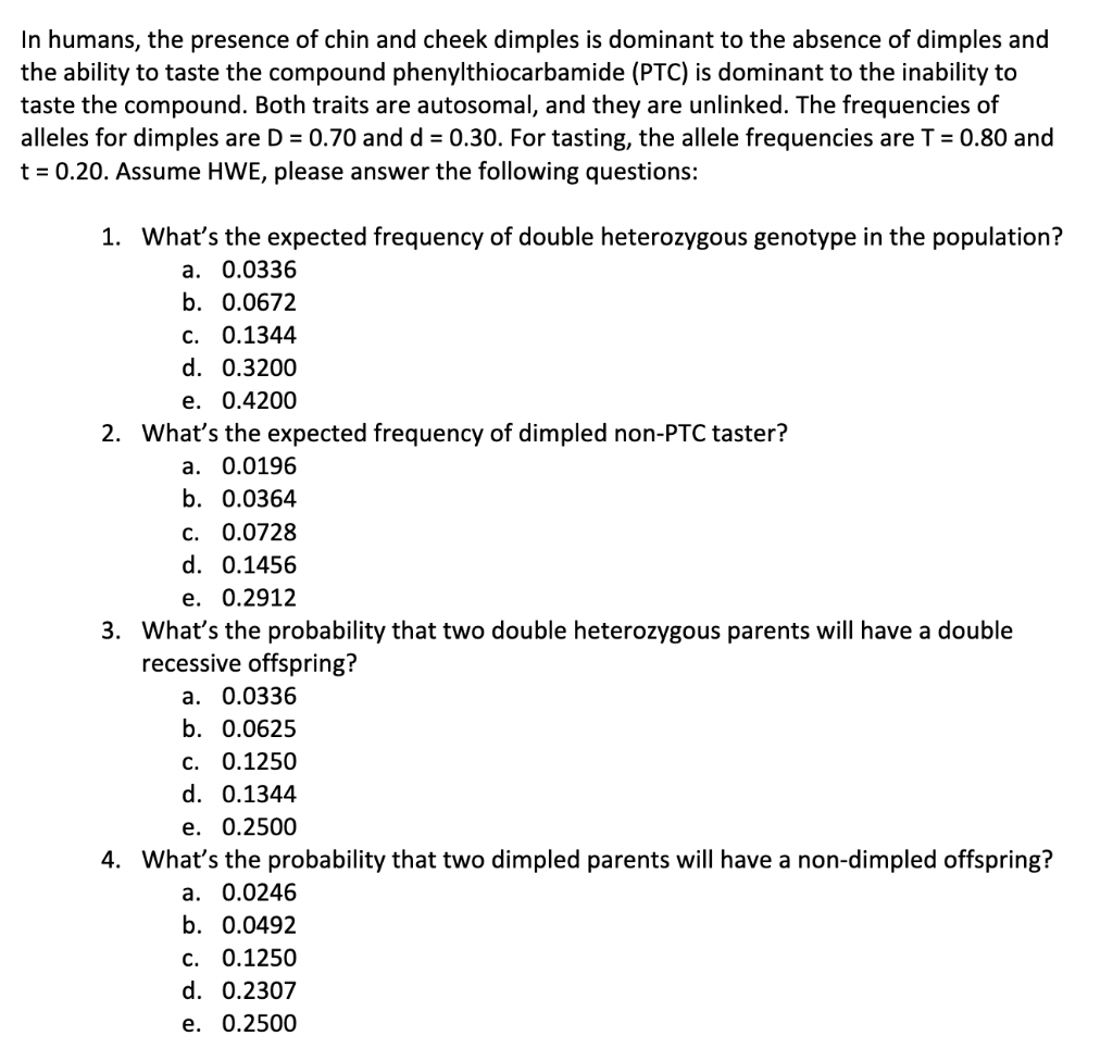 Solved In humans, the presence of chin and cheek dimples is | Chegg.com