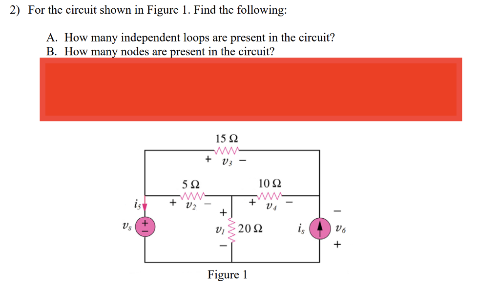 Solved 2) For the circuit shown in Figure 1. Find the | Chegg.com