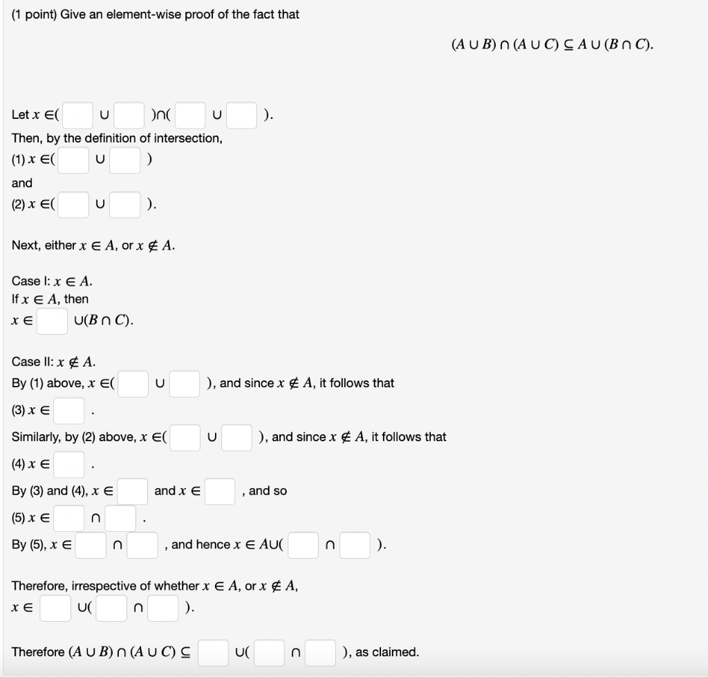 Solved (1 point) Give an element-wise proof of the fact that | Chegg.com