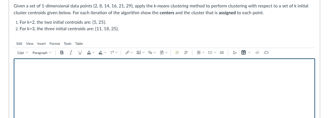 Solved Given a set of 1-dimensional data points 2, 8, 14, | Chegg.com