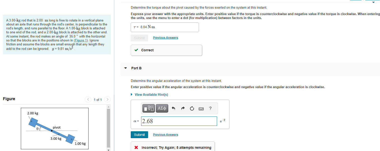 Solved Determine the torque about the pivot caused by the | Chegg.com