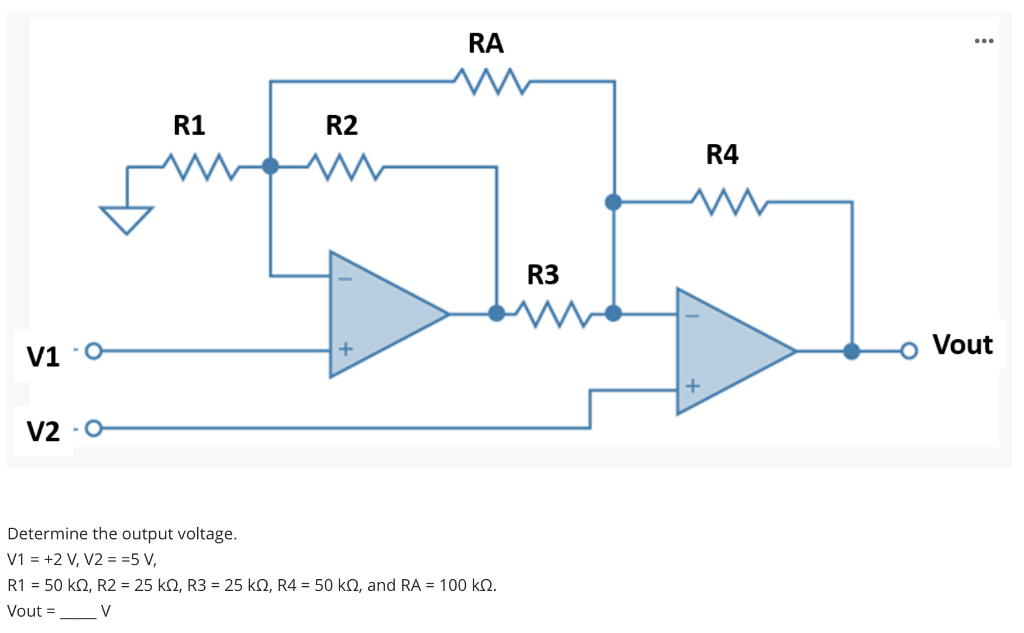 Solved Determine the output voltage. V1 = +2 V, V2 = =5 V, | Chegg.com