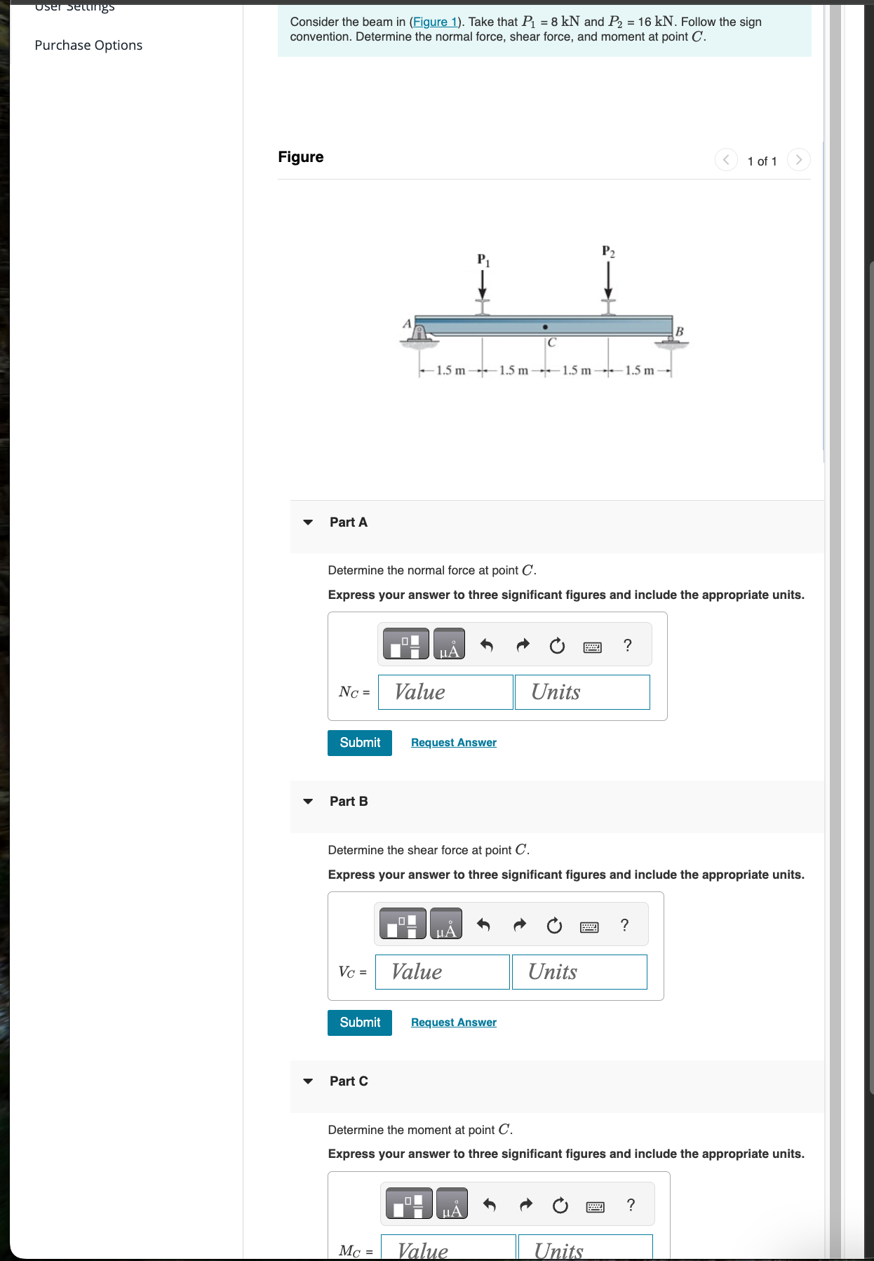 Solved convention. Determine the normal force, shear force, | Chegg.com