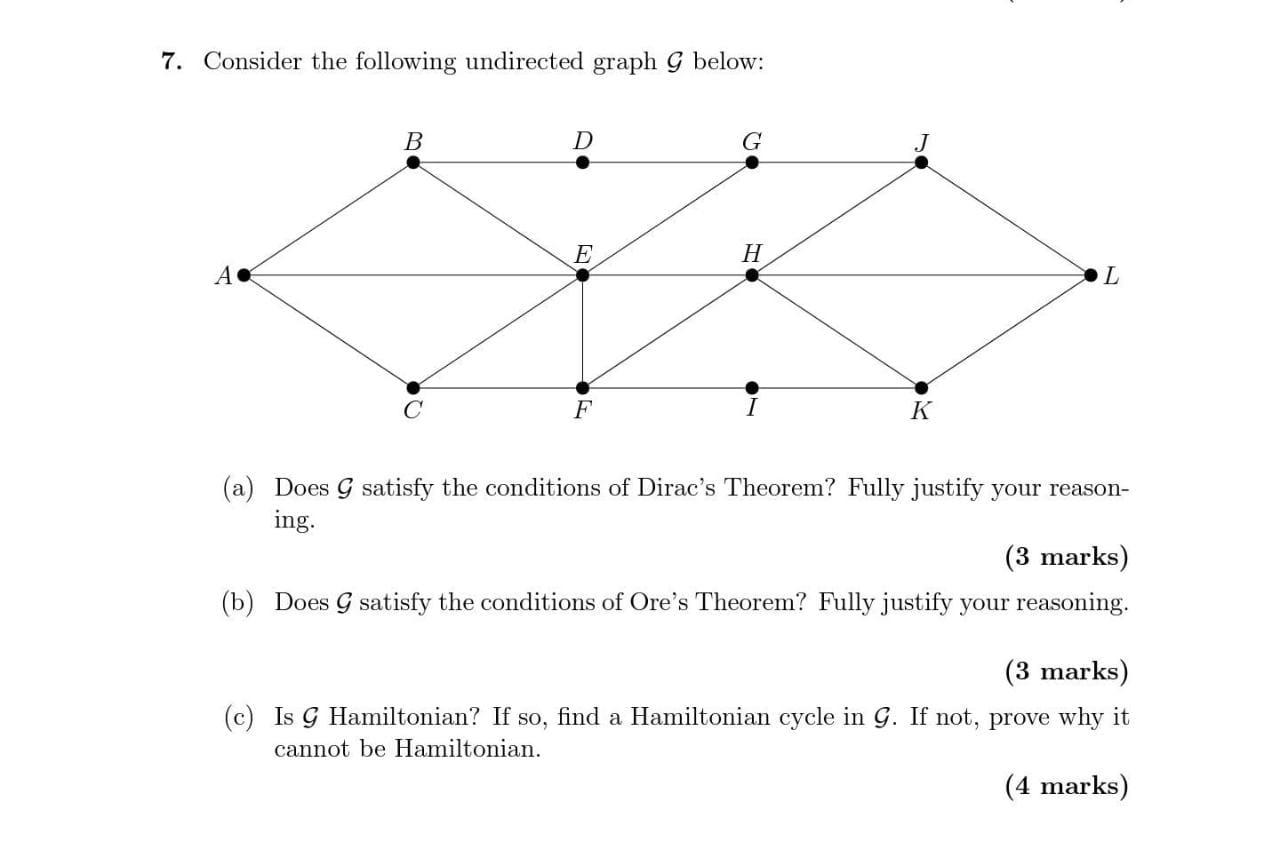 Solved 7. Consider the following undirected graph G below: B | Chegg.com