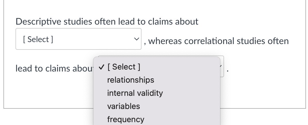 Solved Descriptive studies often lead to claims about, | Chegg.com