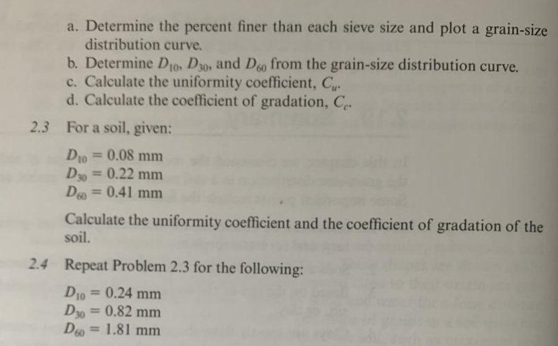 Solved a. Determine the percent finer than each sieve size | Chegg.com