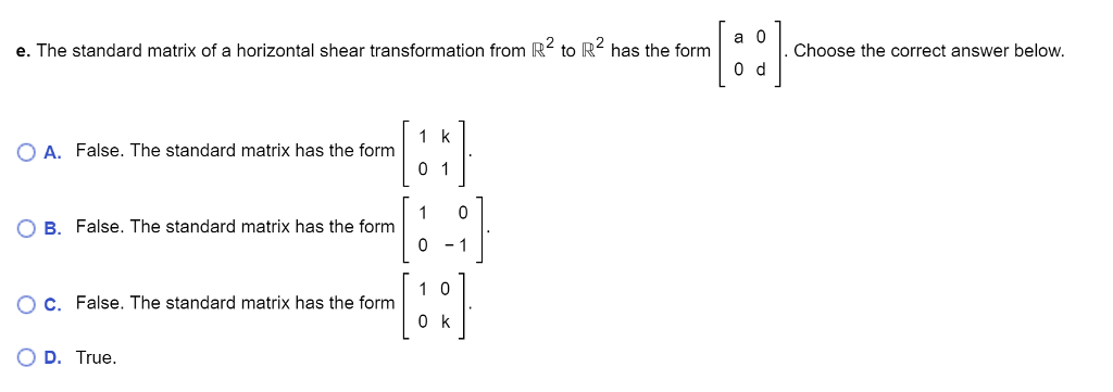 Shear Transformation Matrix