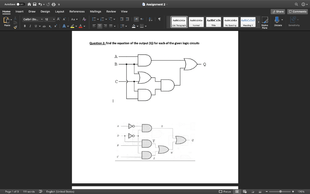 Solved find the equation of the output (Q) for each of the | Chegg.com